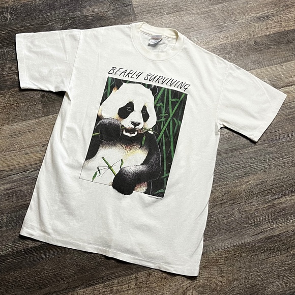 Hanes | Shirts | Vintage 99s Panda Print Shrirt Size Medium Whtie Hanes ...